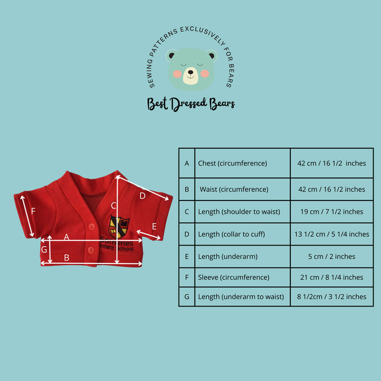 Teddy Bear School Cardigan Sewing Pattern. – Best Dressed Bears